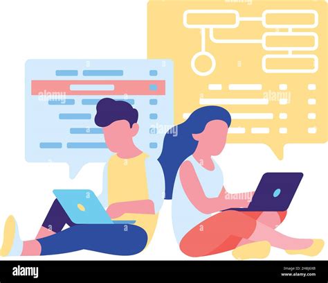 Man And Woman Coding Together Pair Programming Concept Stock Vector Image Art Alamy