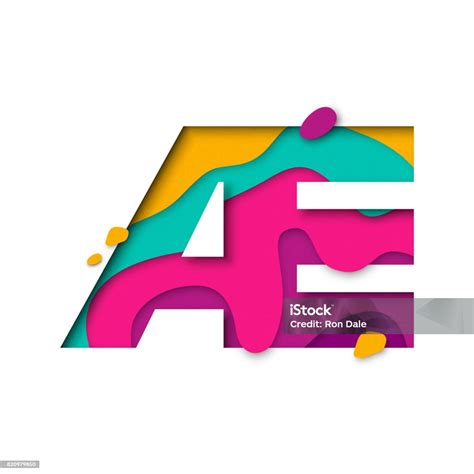 종이 편지 Ae를 잘라 현실적인 3 차원 멀티 레이어 Papercut 어 흰색 배경 3차원 형태에 대한 스톡 벡터 아트 및 기타 이미지 3차원 형태 알파벳 A 컴퓨터
