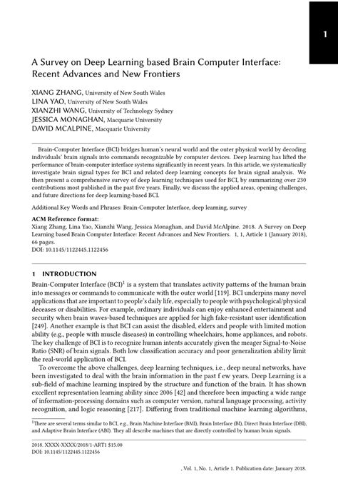 Pdf A Survey On Deep Learning Based Brain Computer Interface Recent