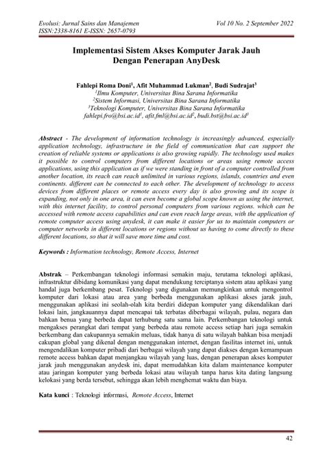 Pdf Implementasi Akses Komputer Jarak Jauh Dengan Menggunakan Anydesk