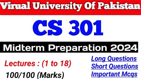 Cs301 Midterm Preparation 2024 Part 1 Cs506 Mcqs By Moaz Youtube