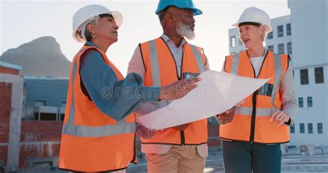 Senior Architect Blueprint Or Building Engineer Meeting Or Planning