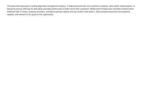 Document Purpose White Paper—modern Data Stack With Red Hat Openshift Container Platform On
