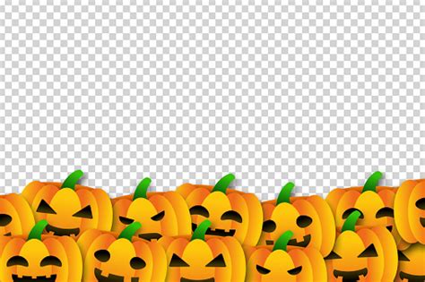 벡터 만화 템플릿 장식및 투명 한 배경에 덮여 호박 테두리를 고립 해피 할로윈의 개념 성자에 대한 스톡 벡터 아트 및 기타 이미지 성자 호박 조롱박과 식물 10월
