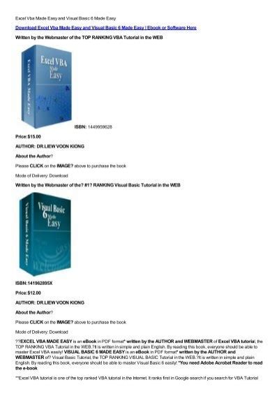 Download Excel Vba Made Easy And Visual Basic 6 Made Easy