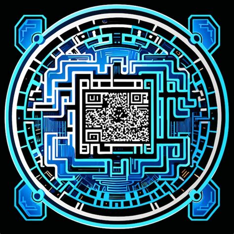 Premium Vector Qr Barcodeblue Circuit Board Digital Qr Code Vector