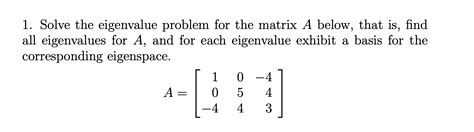 Solved 1 Solve The Eigenvalue Problem For The Matrix A