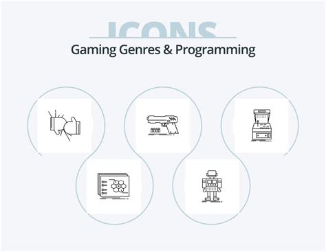 Gaming Genres And Programming Line Icon Pack 5 Icon Design Mobile Api Plan Tool Geometry