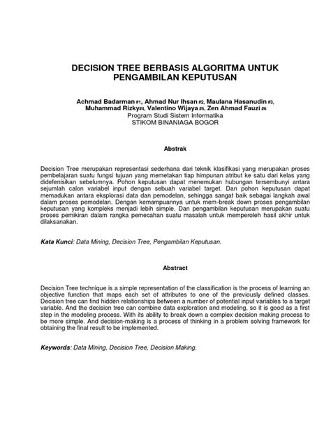 PDF Decision Tree Berbasis Algoritma DOKUMEN TIPS