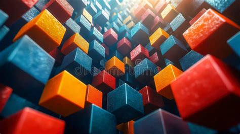 Vibrant Colorful Cubes Floating In A Dynamic Abstract Space With A Warm And Cool Contrast