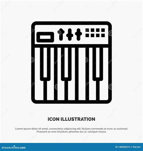 Controller Hardware Keyboard Midi Music Line Icon Vector Stock Vector Illustration Of