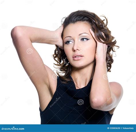 Beautiful Sensual Woman Stock Photo Image Of Away Black