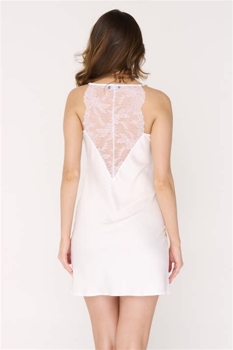 Back Lace Details Nightgown Candy White