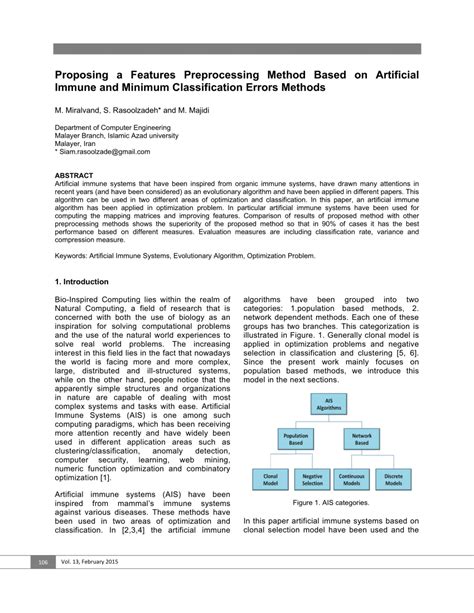 Pdf Proposing A Features Preprocessing Method Based On Artificial Immune And Minimum