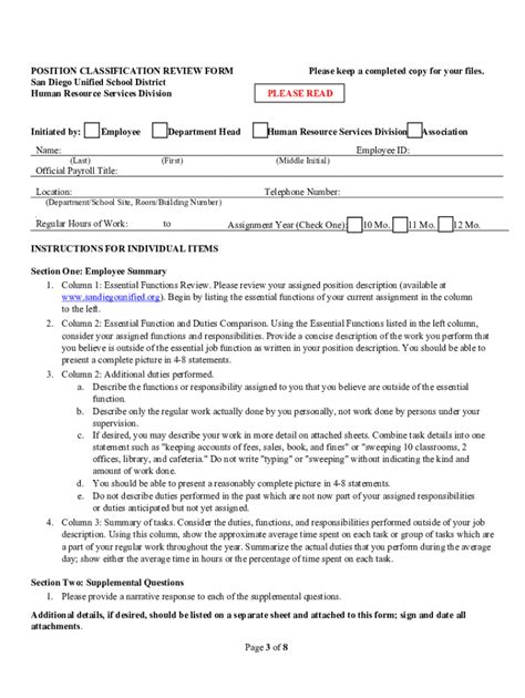 Fillable Online Position Classification Review Instructions Fax Email