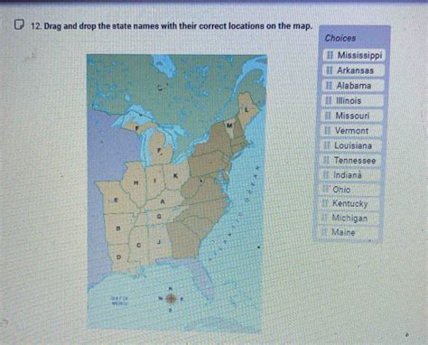 Solved Drag And Drop The State Names With Their Correct Locations On The Map [social Science]