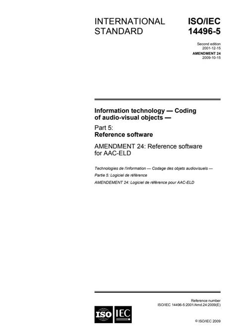 ISO IEC 14496 5 2001 Amd 24 2009 Information Technology Coding Of Audio Visual Objects Part 5