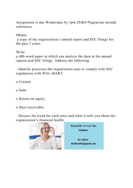Assignment Is Due Wednesday By 3pm Zero Plagiarism Include Reference