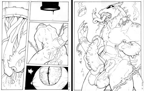 Rule 34 Bondage Bound Corruption Male Male Only Monochrome Penis Redic Nomad Tentacles