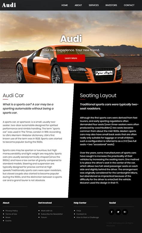 Audi Landing Page In Html And Css Landing Page Css Audi