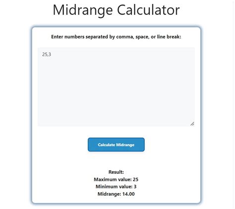 Midrange Calculator Savvy Calculator