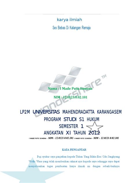 Karya Ilmiah Sex Bebas Di Kalangan Remaja Pdf