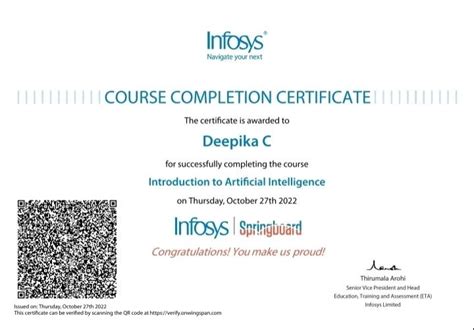 Deepika C On Linkedin Artificialintelligence Infosys Springboard