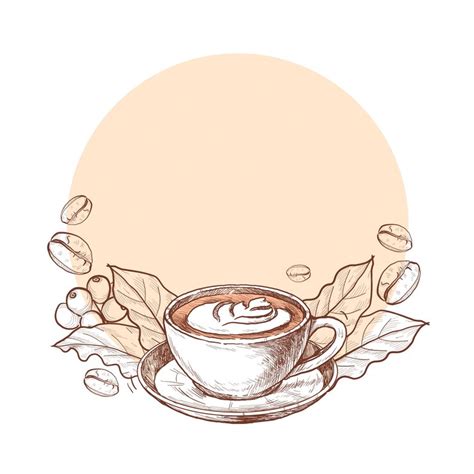 손으로 그린 커피 그림 무료 Psd 파일