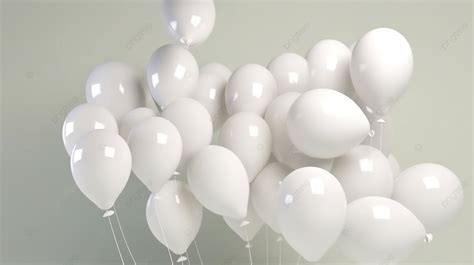 충분한 텍스트 배치를 위해 3d 렌더링된 공간에서 우아하게 공중에 떠 있는 멋진 흰색 풍선 풍선 장식 생일 3d 파티 풍선