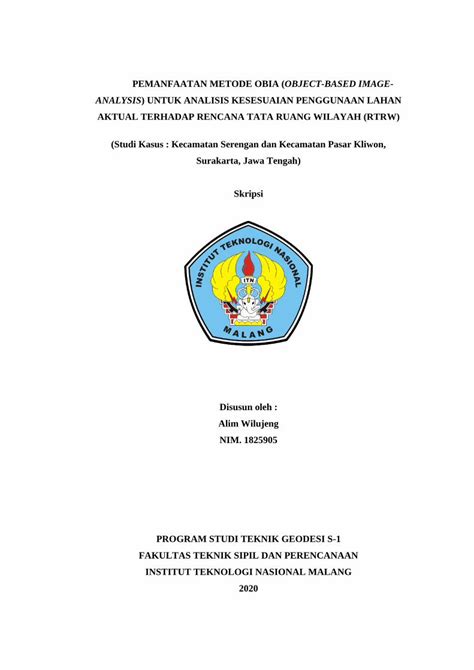 pdf pemanfaatan metode obia object based image eprints itn ac id
