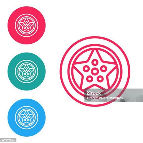 흰색 배경에 격리 된 빨간색 라인 자동차 휠 아이콘 원 버튼에 아이콘을 설정합니다 벡터 가장자리에 대한 스톡 벡터 아트 및 기타 이미지 가장자리 강철 고무 Istock