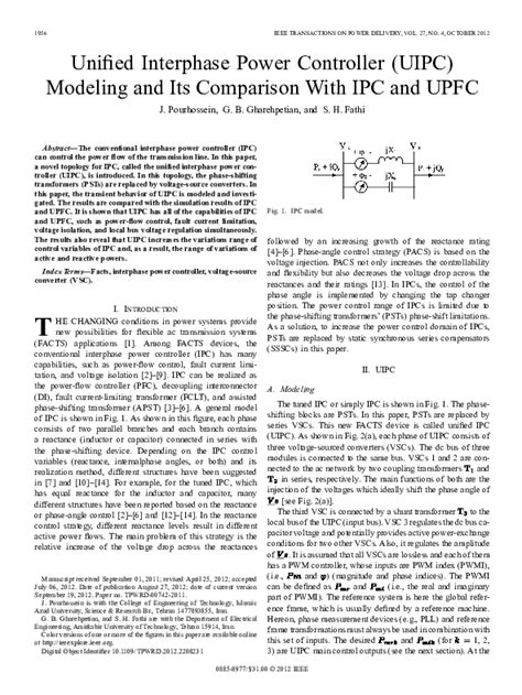Pdf Unified Interphase Power Controller Uipc Modeling And Its Comparison With Ipc And Upfc