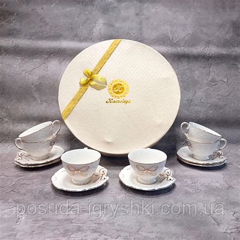 1754 Сервіз чайний 12 предметів Білий бант чашка 220мл продаж ціна у Хмельницькому Кавові і