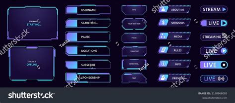 Game Stream Hud Futuristic Overlay Frames Stock Vector Royalty Free 2190968085 Shutterstock
