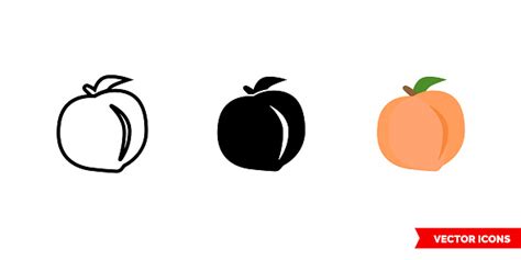 3 가지 유형의 복숭아 아이콘 흑백 윤곽선 격리된 벡터 기호 기호 0명에 대한 스톡 벡터 아트 및 기타 이미지 0명 건강한 식생활 검은색 Istock