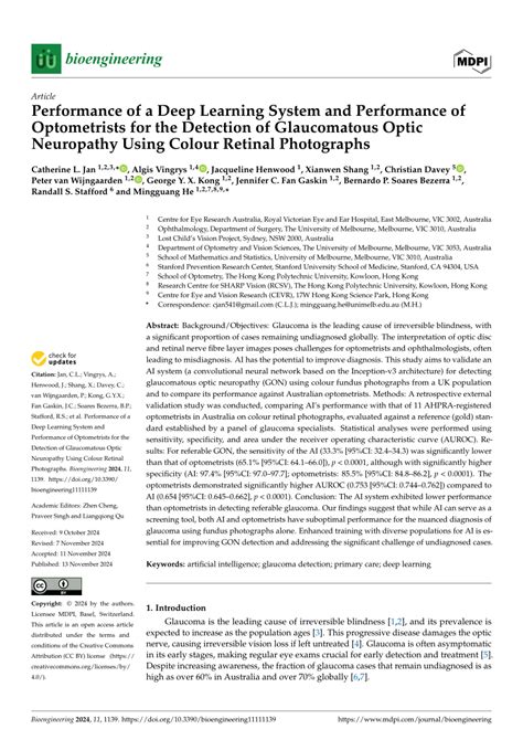 Pdf Performance Of A Deep Learning System And Performance Of Optometrists For The Detection Of
