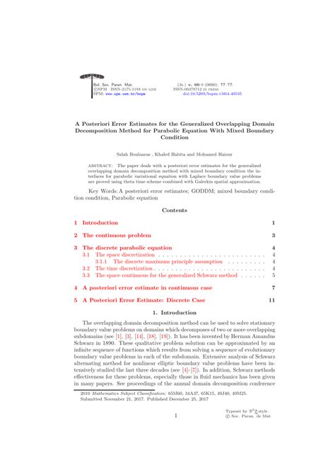 Pdf A Posteriori Error Estimates For The Generalized Overlapping Domain Decomposition Method