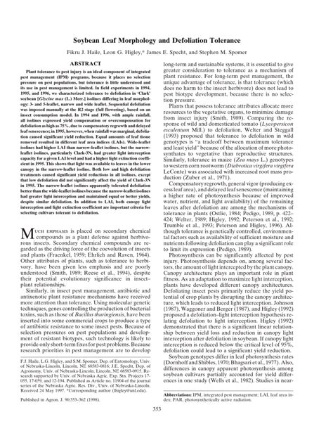 Pdf Soybean Leaf Morphology And Defoliation Tolerance