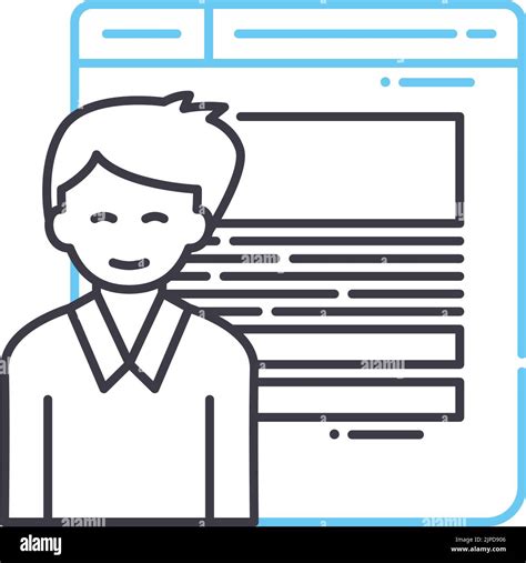 Front End Development Male Line Icon Outline Symbol Vector Illustration Concept Sign Stock