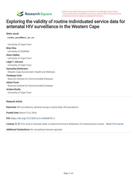 Pdf Exploring The Validity Of Routine Individuated Service Data For Antenatal Hiv Surveillance