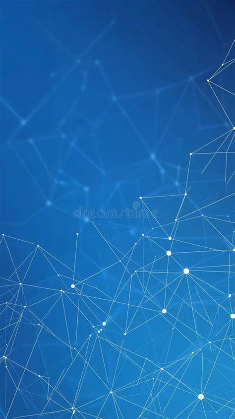 Abstract Blue Network Connection Lines Dots High Quality Image Stock