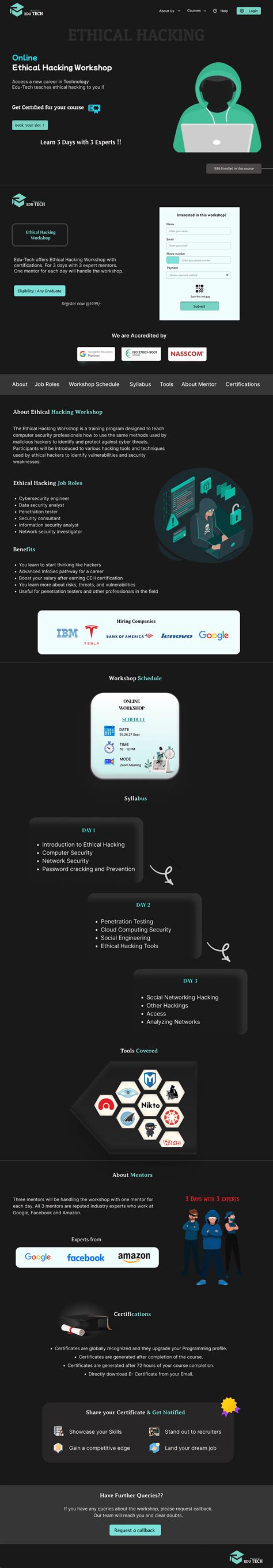 Landing Page Ethical Hacking Workshop Behance