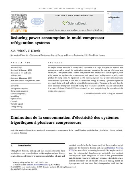 Pdf Reducing Power Consumption In Multi Compressor Refrigeration Systems