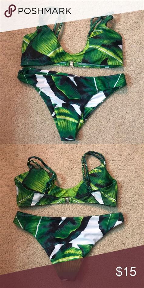 Nwot Palm Leaf Bikini Leaves Bikini Bikinis High Neck Bikinis
