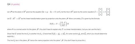 Q points Let P be the plane in Rº given by the Chegg
