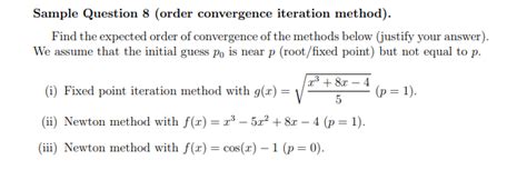 Solved Sample Question 8 Order Convergence Iteration
