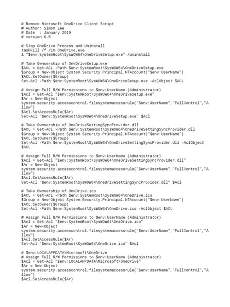 Powershell Remove Microsoft Onedrive Client Pdf Microsoft Windows Microsoft