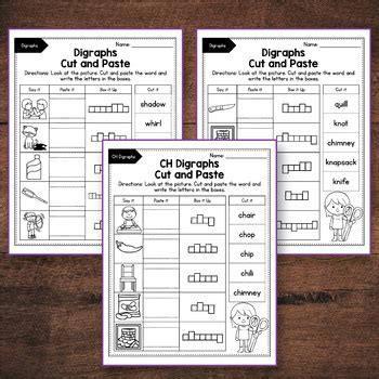 Consonant Digraphs Sort Digraphs Worksheets Picture Word Match Tpt