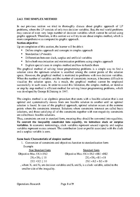 Ch 2 Part1 Lecture Notes Chapter 2 Part 1 Chapter Two Linear Programming Application And