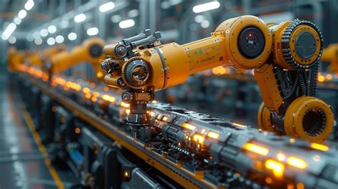 A Complex Robotic Arm With Advanced Sensors Meticulously Assembles A Product Premium Ai